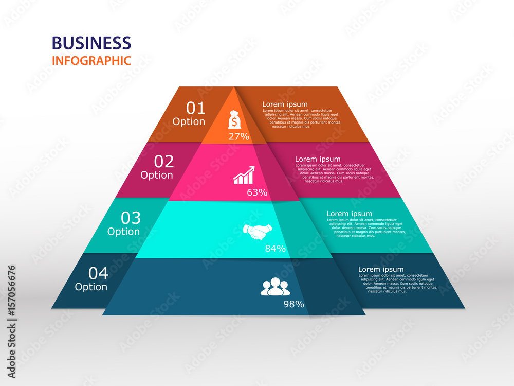 Pyramid infographic template with 4 elements. vector illustration ...