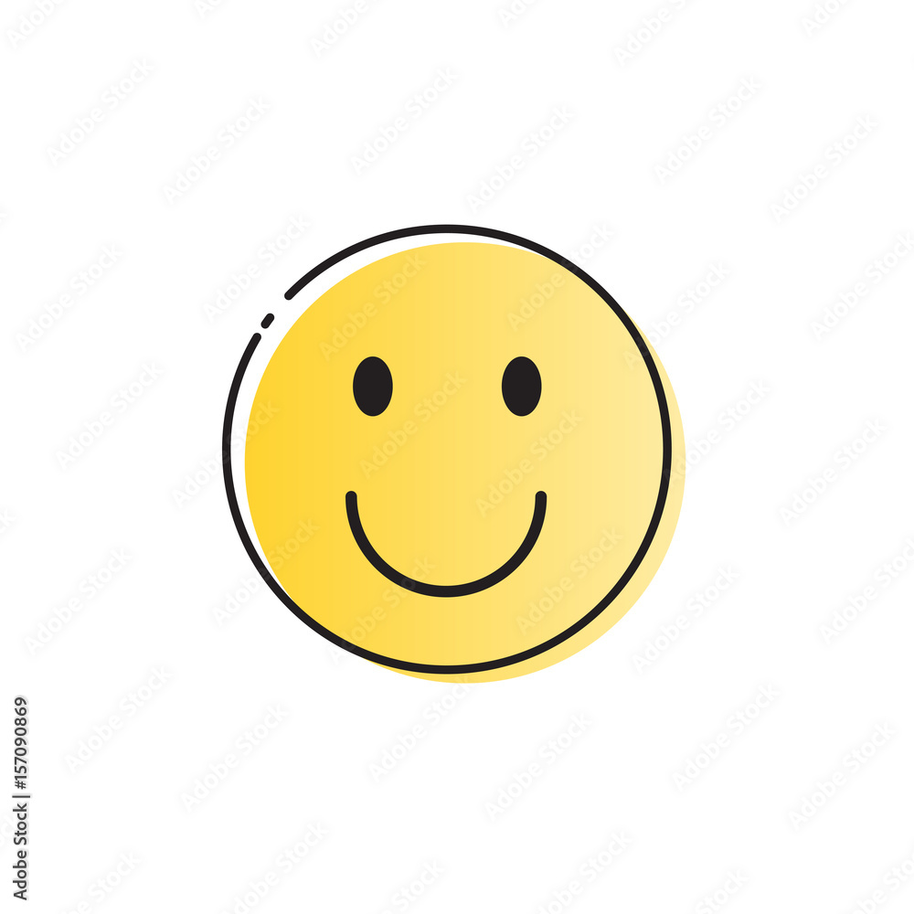 Yellow Smiling Cartoon Face Positive People Emotion Icon Vector