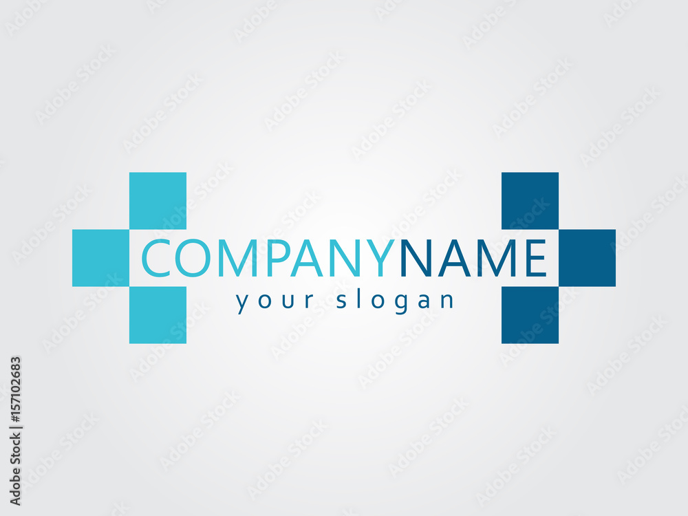 Abstract blue plus company vector logo Stock Vector | Adobe Stock