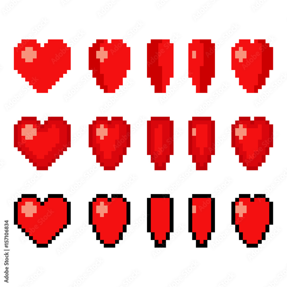 Pixel art heart animation Stock Vector | Adobe Stock
