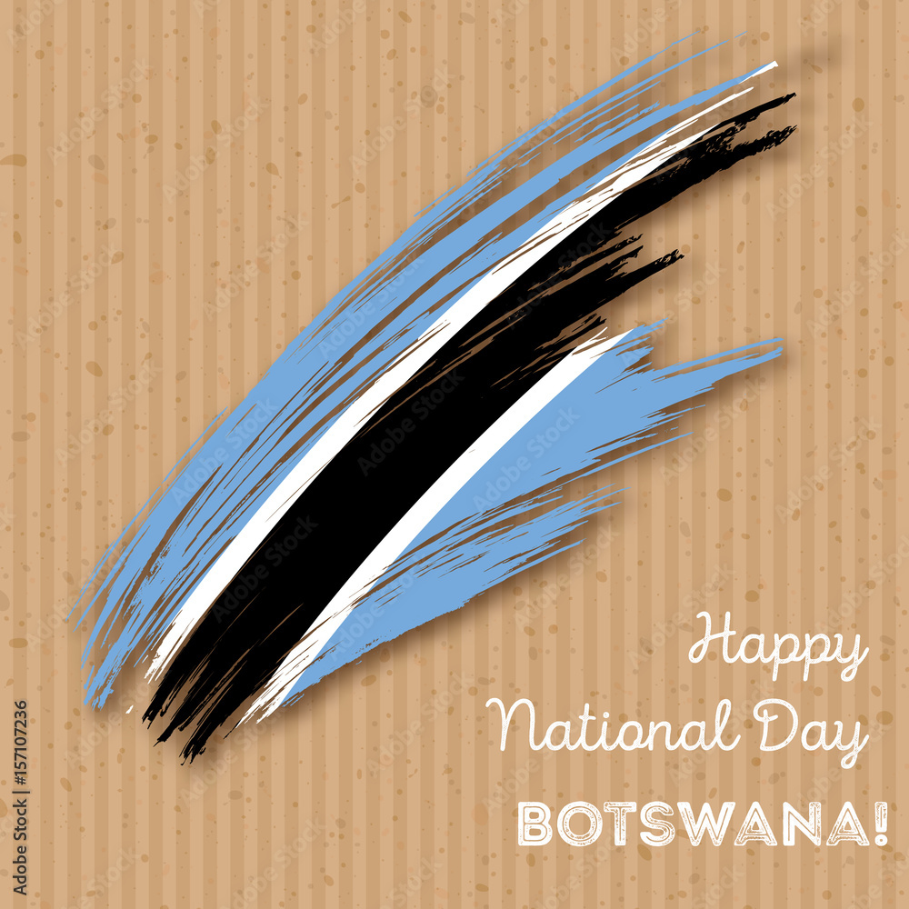 Botswana Independence Day Patriotic Design. Expressive Brush Stroke in ...