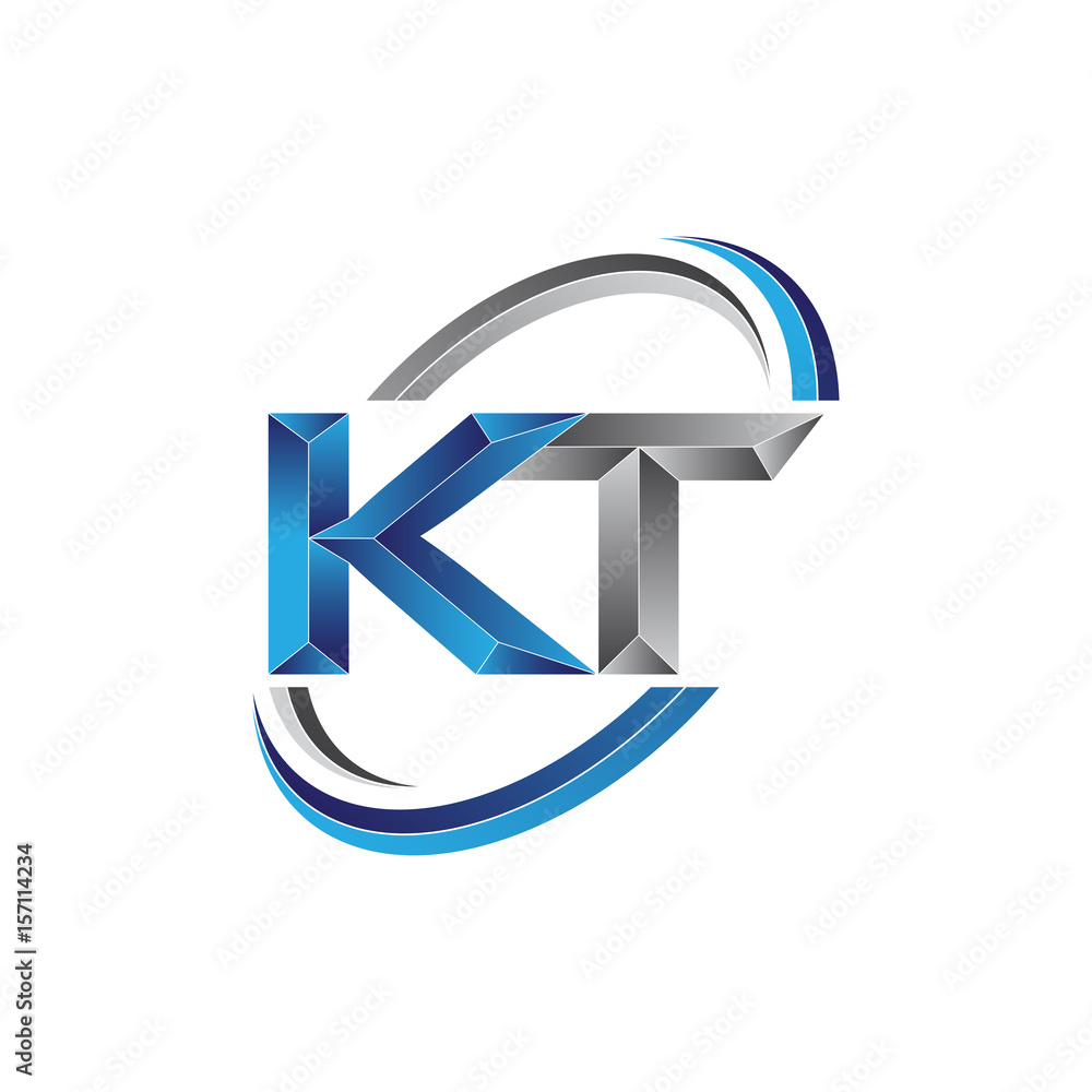 Simple initial letter logo modern swoosh KT Stock Vector | Adobe Stock