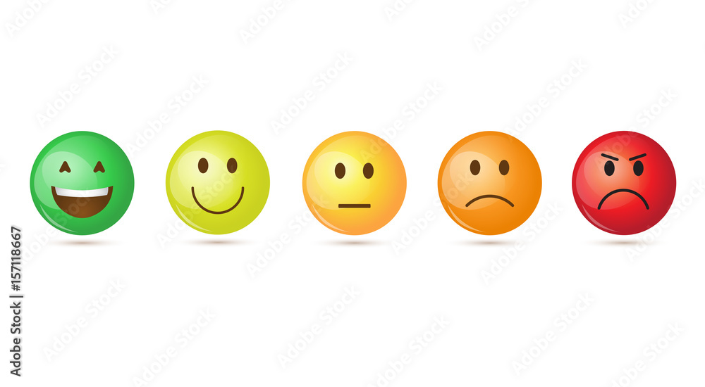 Colorful Smiling Cartoon Face Positive People Emotion Icon Set Vector ...