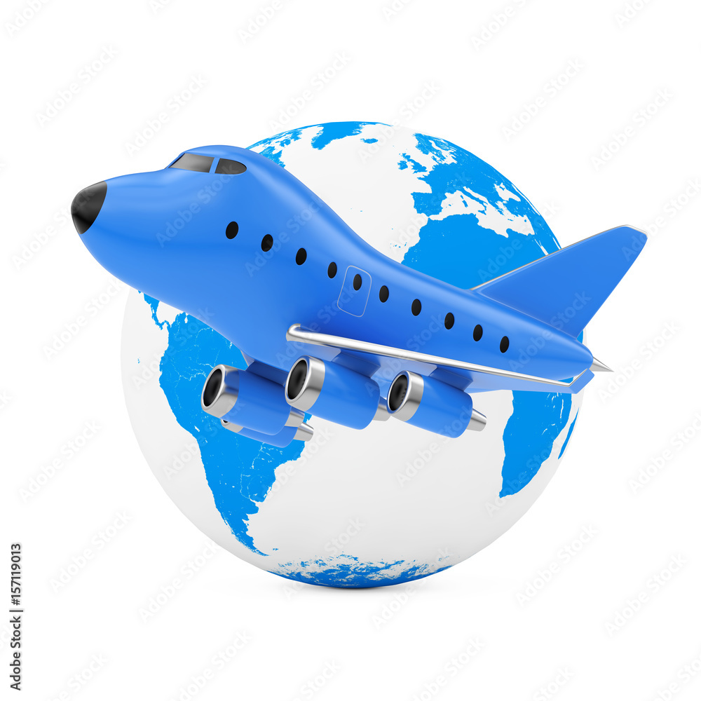 Cartoon Airplane And Globe