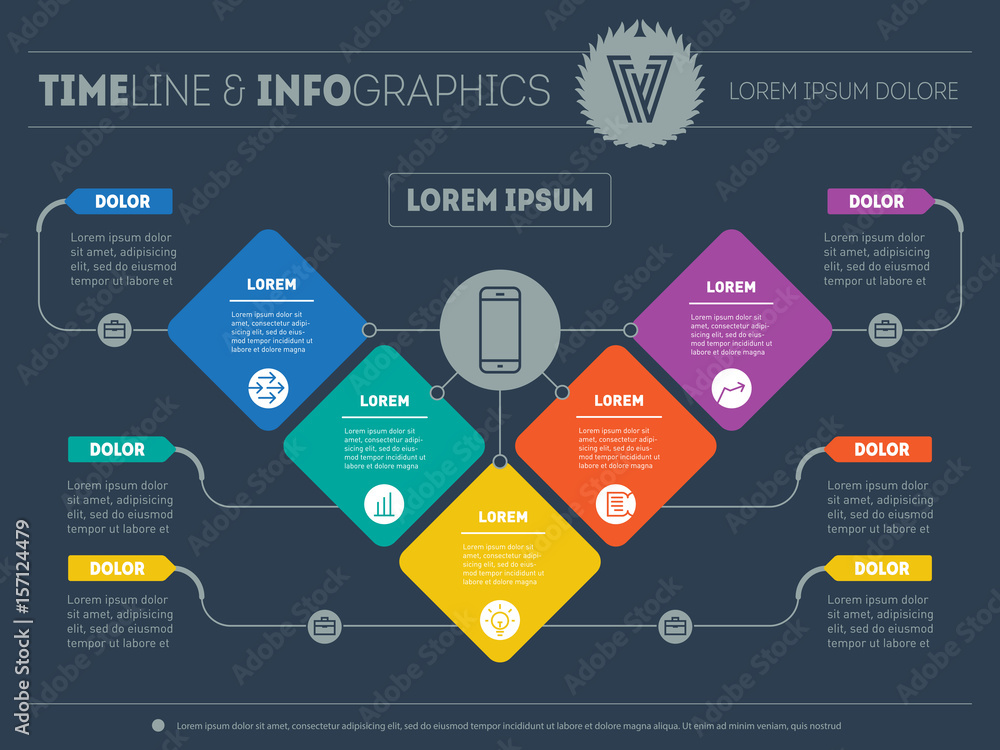 Business presentation concept with 5 options. Web Template of a info ...