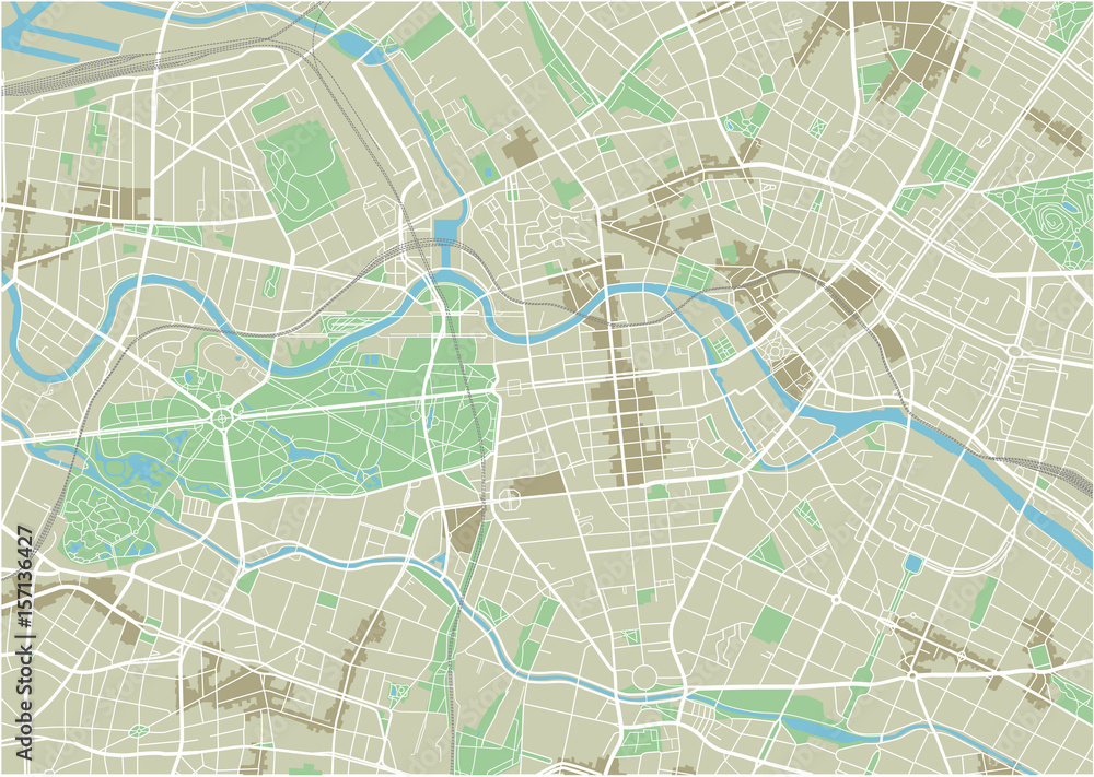 Vector city map of Berlin with well organized separated layers. Stock ...