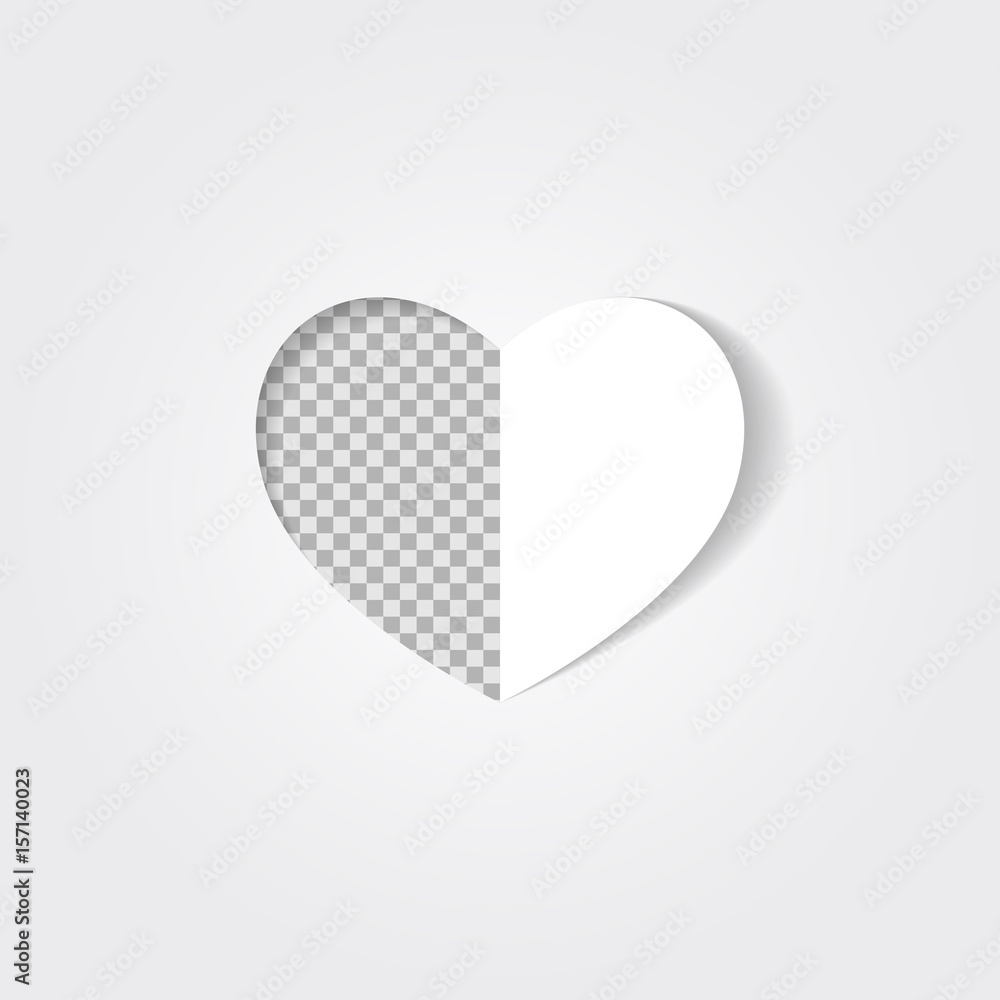 A hole in the shape of a half heart isolated on a transparent ...