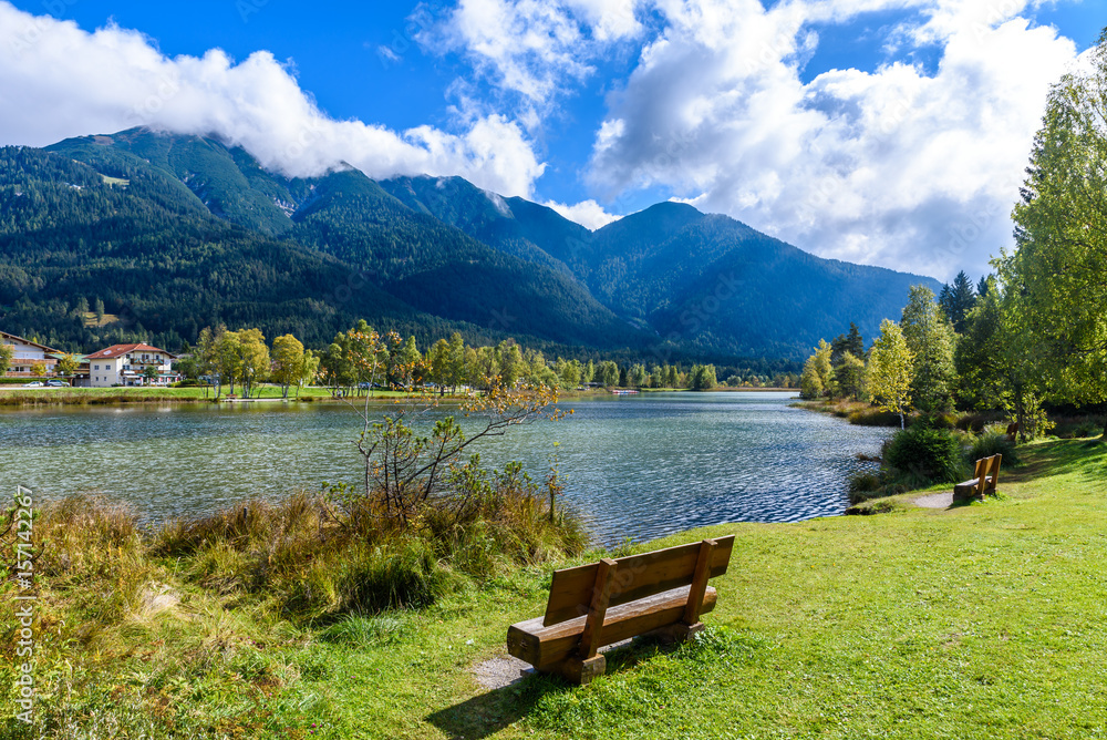 Relaxing at Lake Wildsee at Seefeld in Tirol, Austria - Europe Stock ...