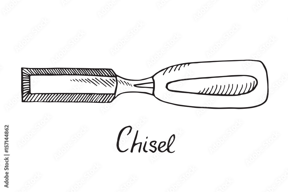 Chisel, hand drawn doodle sketch in pop art style, vector illustration ...