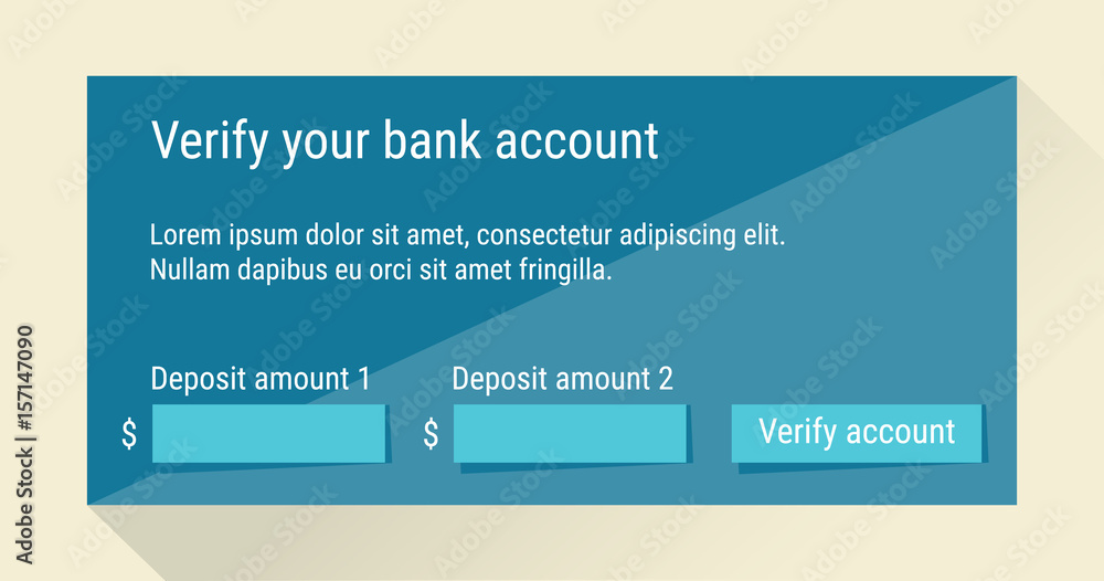 Bank account verification form / Account confirmation / Deposit ...