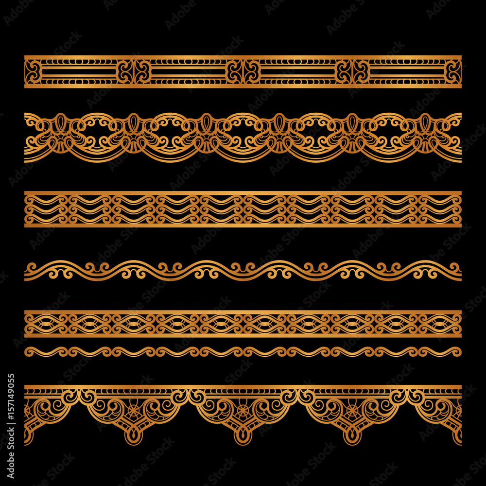 Set of gold border patterns Stock Vector | Adobe Stock