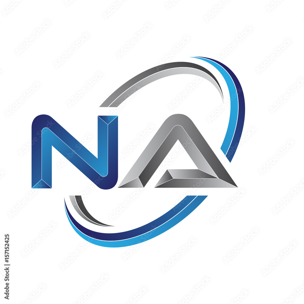 Simple initial letter logo modern swoosh NA Stock Vector | Adobe Stock