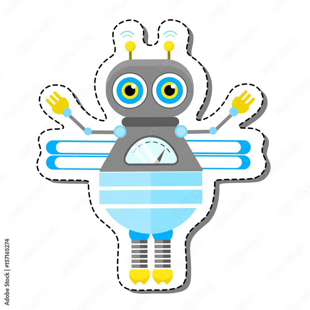 Blue Friendly Cartoon Bee Robot Character. Isolated vector robot ...