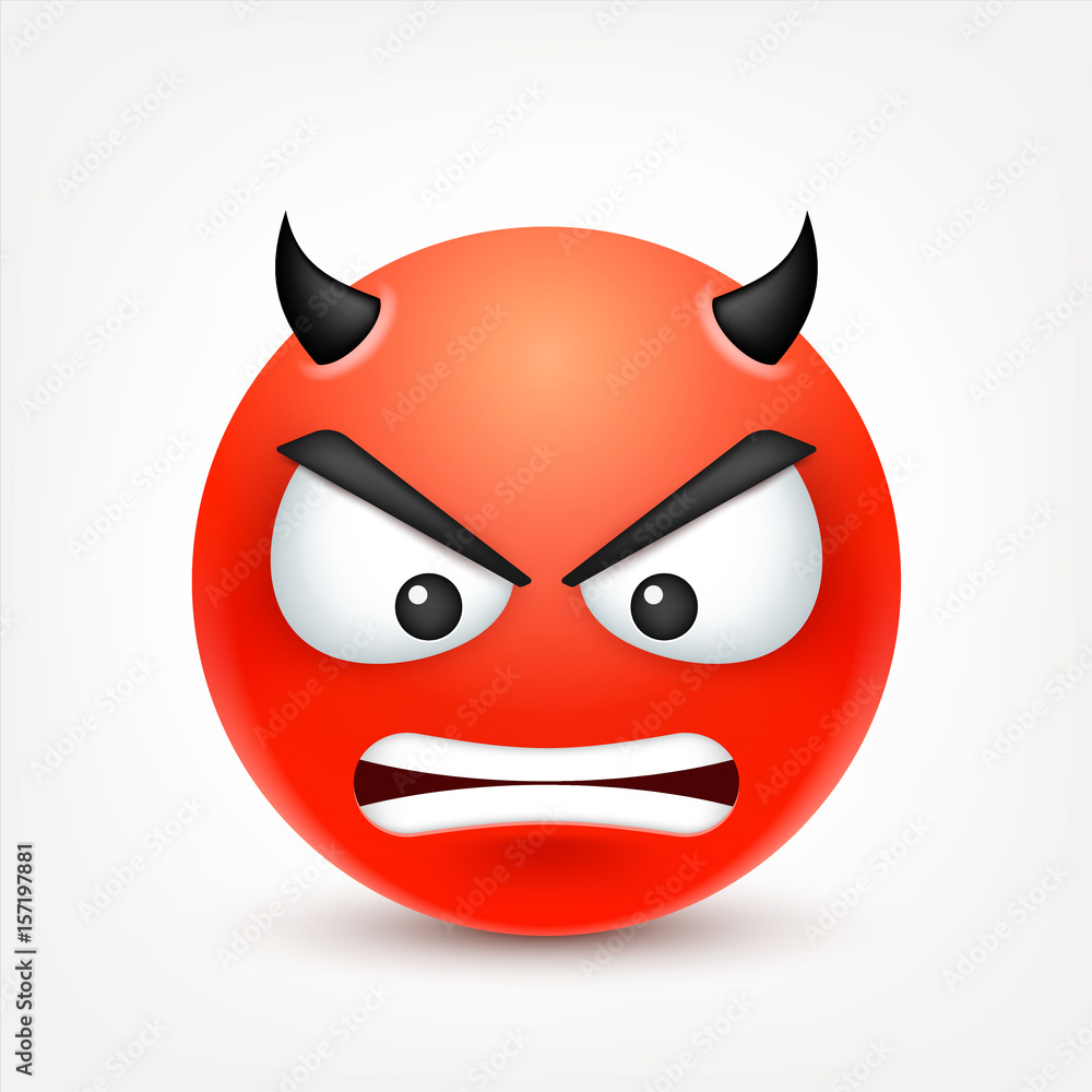 Smiley,angry,sad,devil emoticon. Redface with emotions. Facial ...