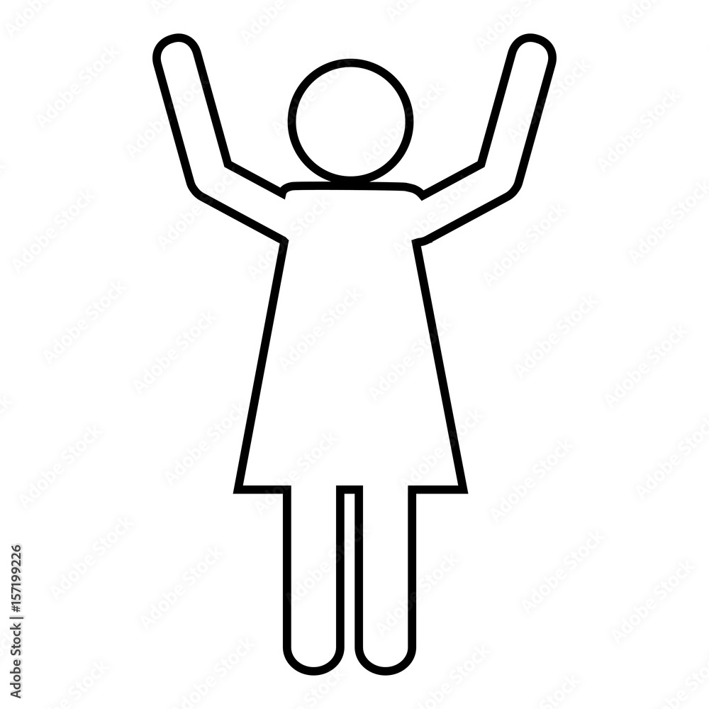 pictogram woman with hands up icon over white background. vector ...