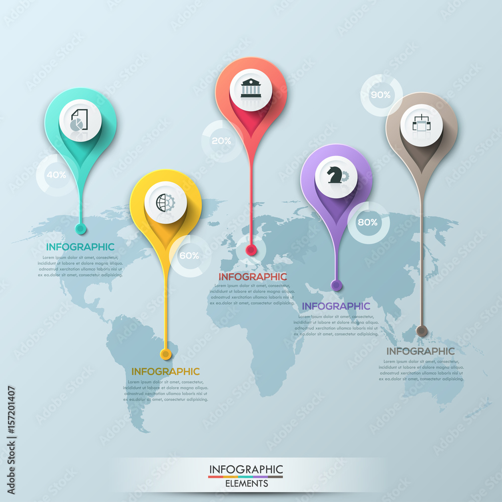 vector world map illustration and infographics design template. Stock ...
