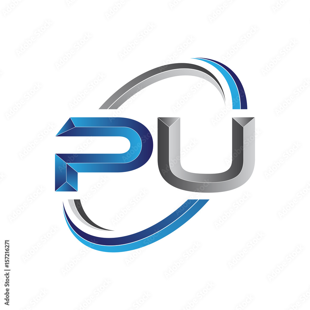 Simple initial letter logo modern swoosh PU Stock Vector | Adobe Stock