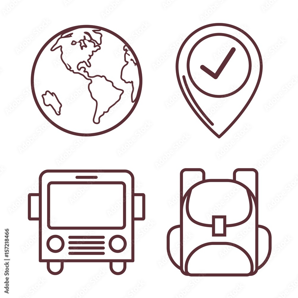 travel time related icons over white background. vector illustration ...
