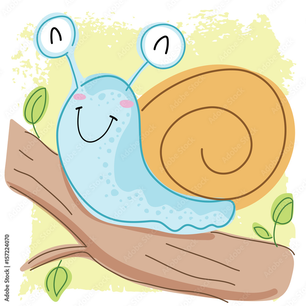 cartoon cute smiling snail. Stock Vector | Adobe Stock