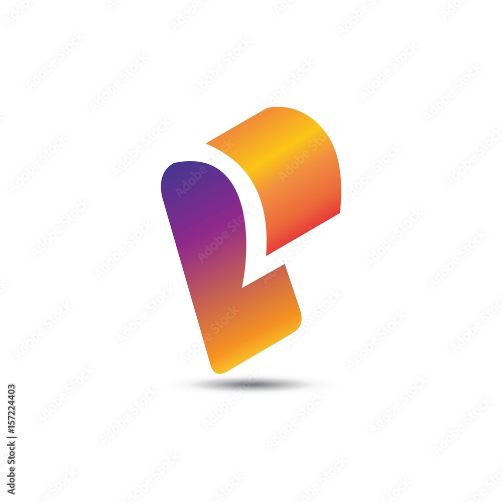 P Logo - Abstract Letter P 3D Logo Stock Vector | Adobe Stock