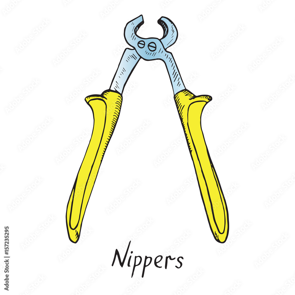 Nippers, hand drawn doodle sketch in pop art style, vector color ...