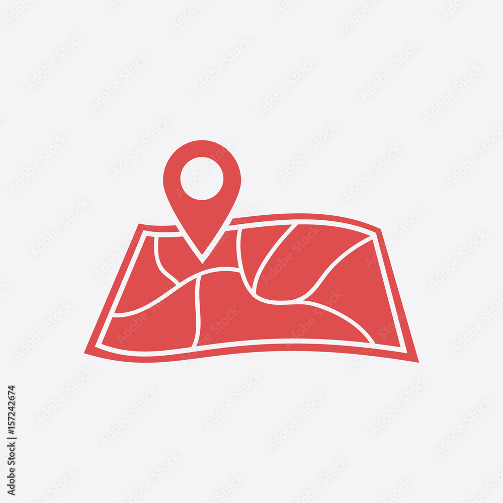 Map with a pin icon. Map navigation symbol. Stock Vector | Adobe Stock