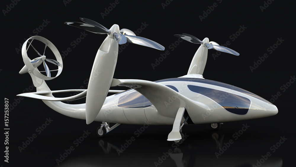 Personal Air Vehicle, Flying Car Of The Future 3d Concept, Futuristic ...