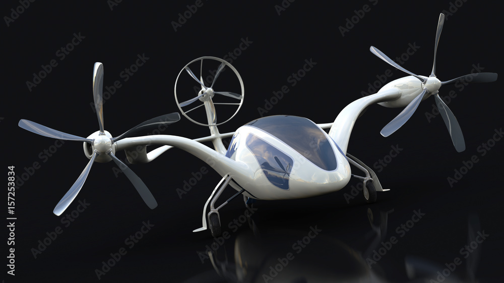 Personal Air Vehicle, Flying Car Of The Future 3d Concept, Futuristic ...