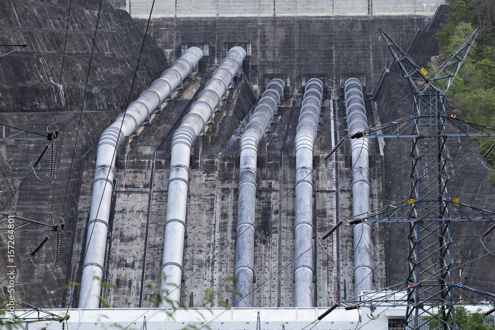 water tube for electric generator turbine in large dam Stock Photo ...