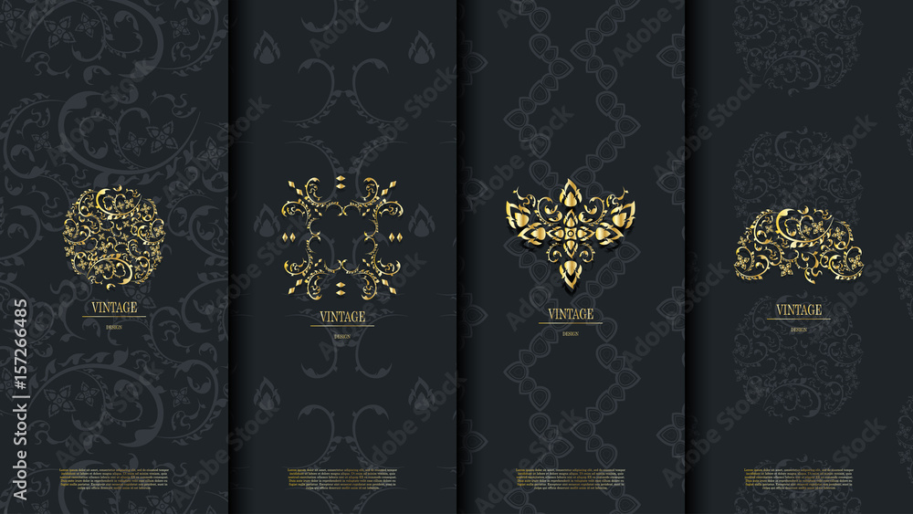 Packaging template of exotic Thai pattern design element floral concept ...