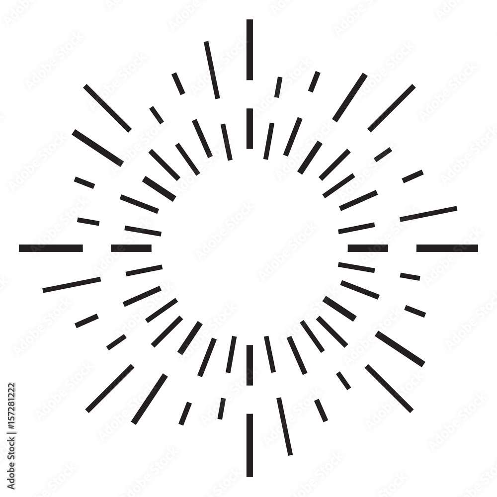 Sun rays hand drawn, linear drawing background. Vector illustration ...