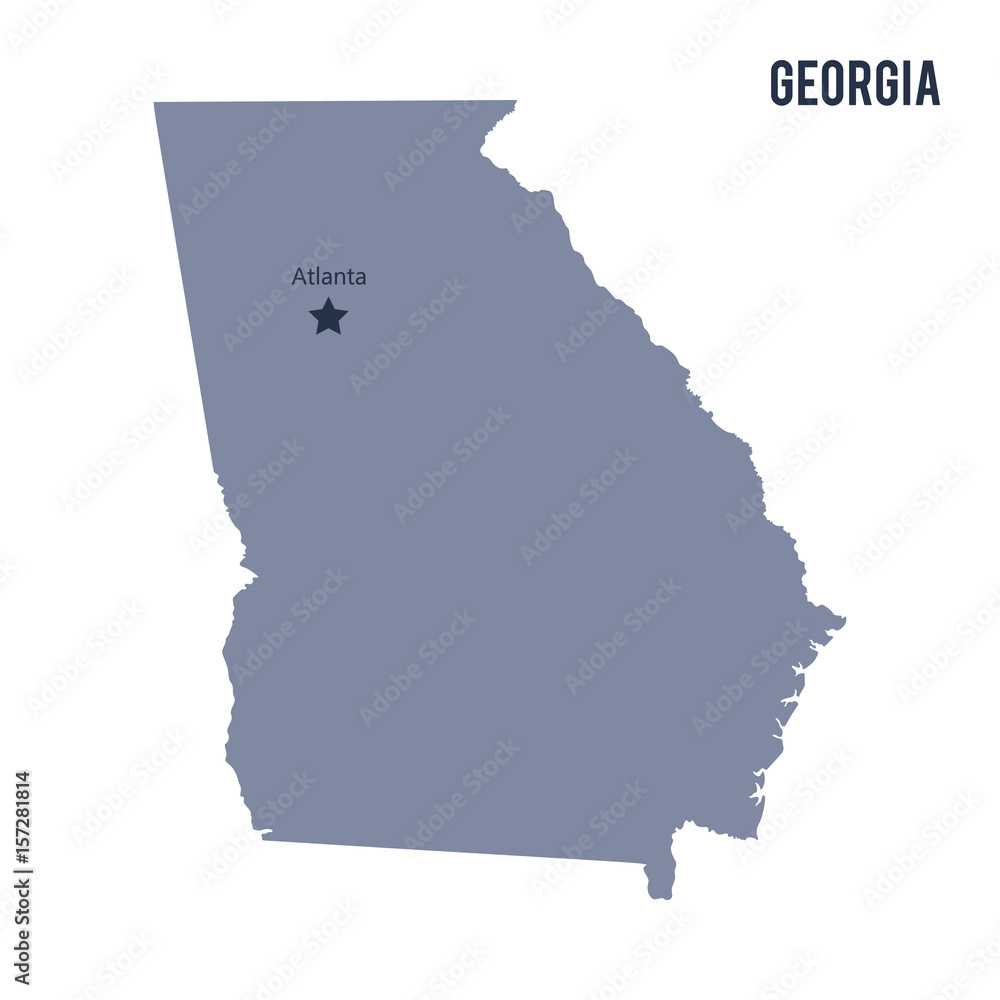 Vector map State of Georgia isolated on white background. Stock Vector ...