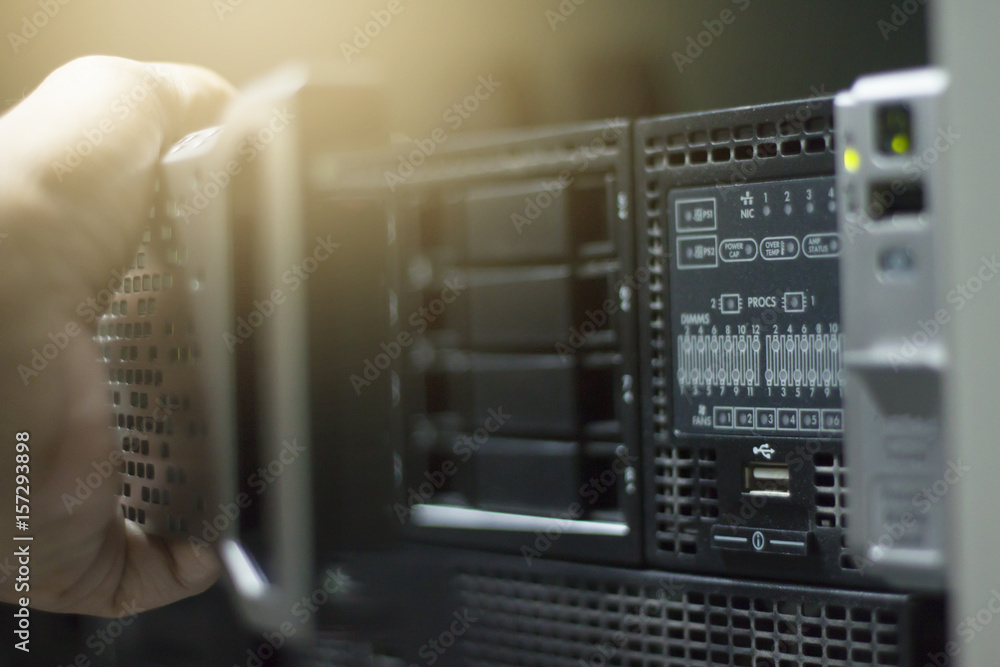 Open casing server for maintenance for change hard disk or some ...