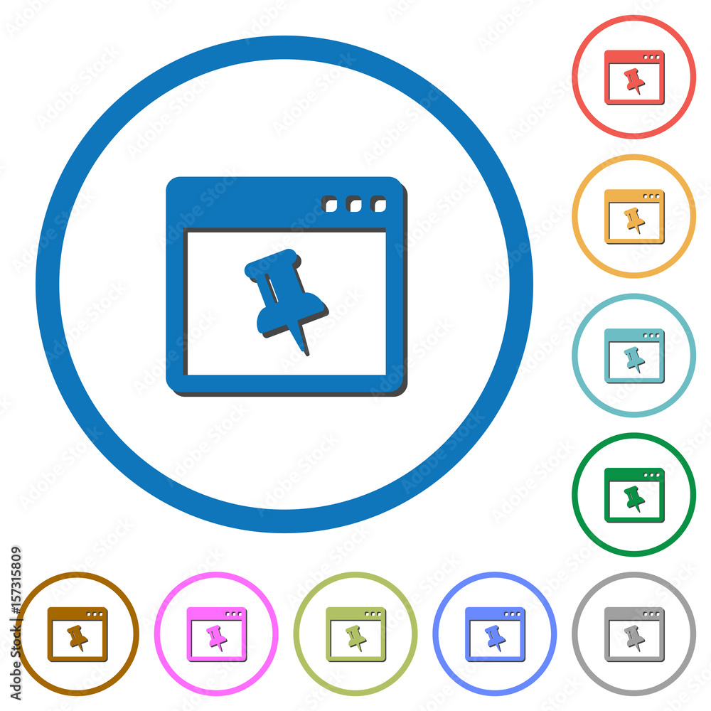 Application pin icons with shadows and outlines Stock Vector | Adobe Stock