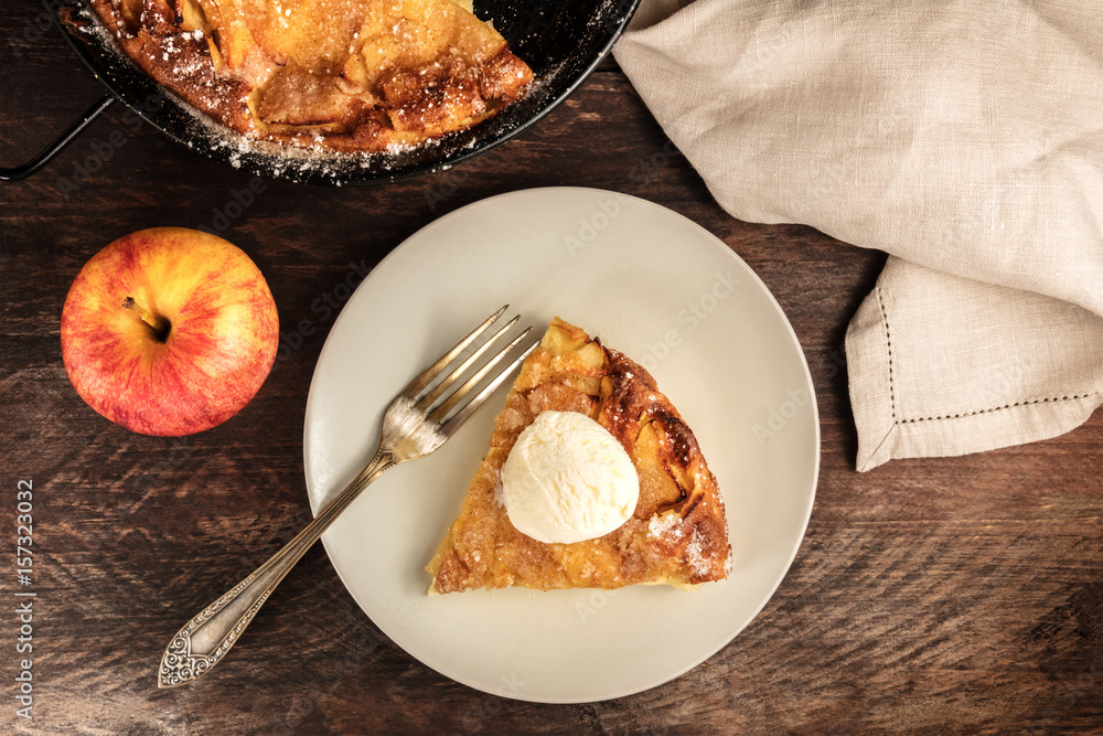 Overhead photo of piece of apple pie with ice-cream Stock Photo | Adobe ...