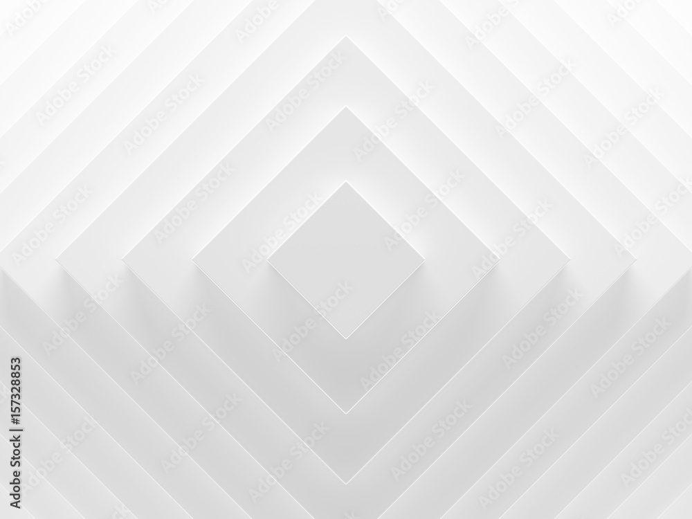 Rhombuses. White geometric background for material modern design. 3D ...