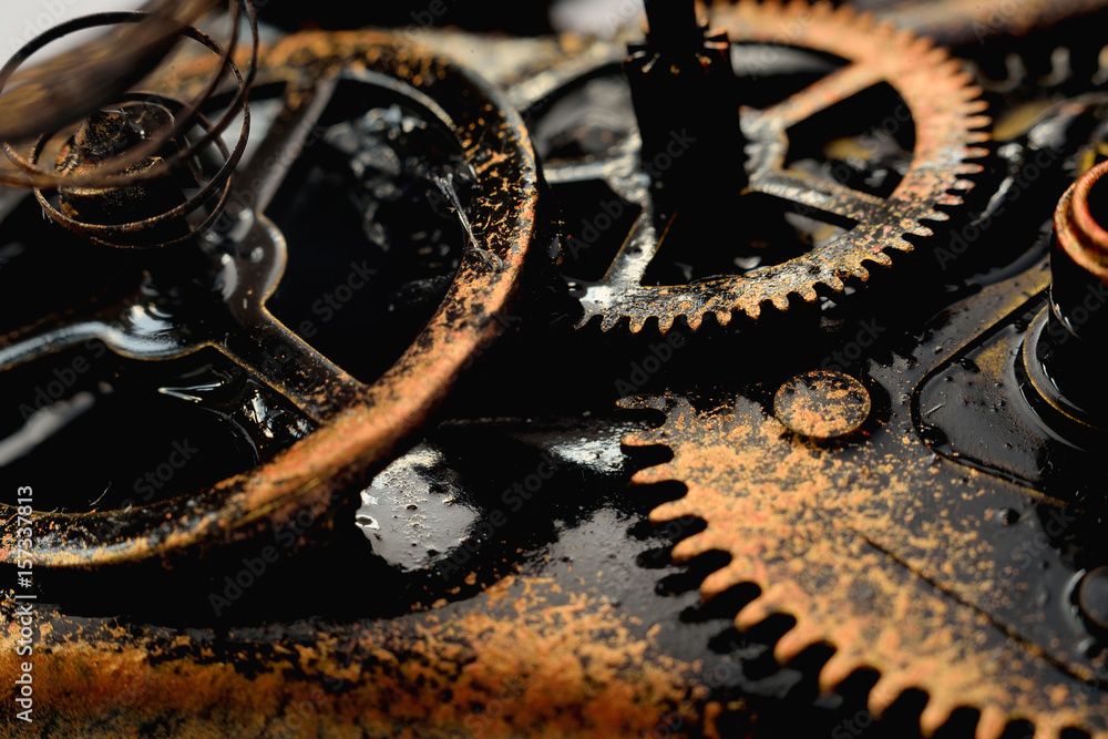 Background - gear and gears close-up. Steampunk Stock Photo | Adobe Stock