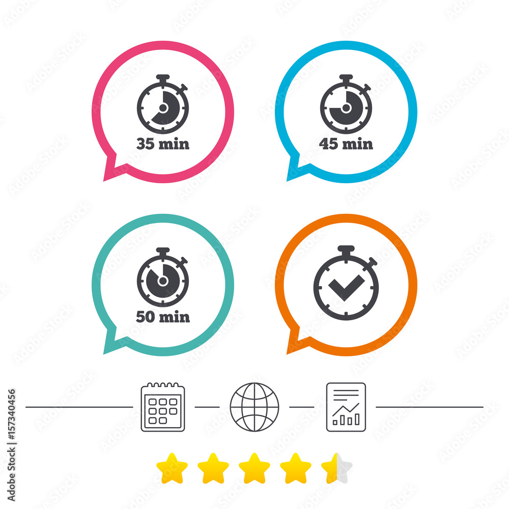 Timer icons. Fifty minutes stopwatch symbol. Stock Vector | Adobe Stock