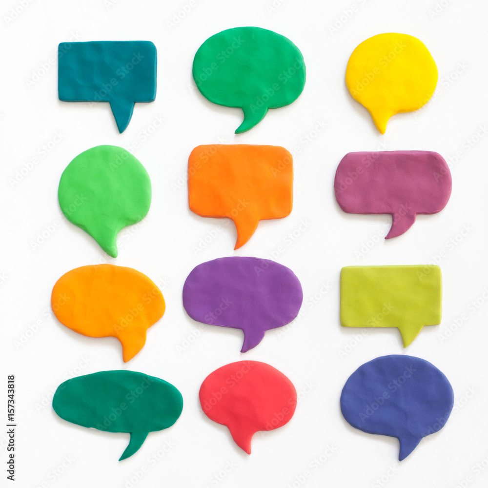 Clay putty, plasticine handmade shapes and badges templates. Geometry ...