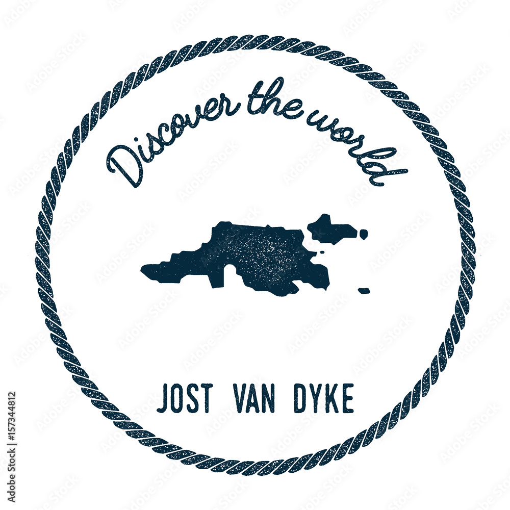 Jost Van Dyke map in vintage discover the world insignia. Hipster style ...