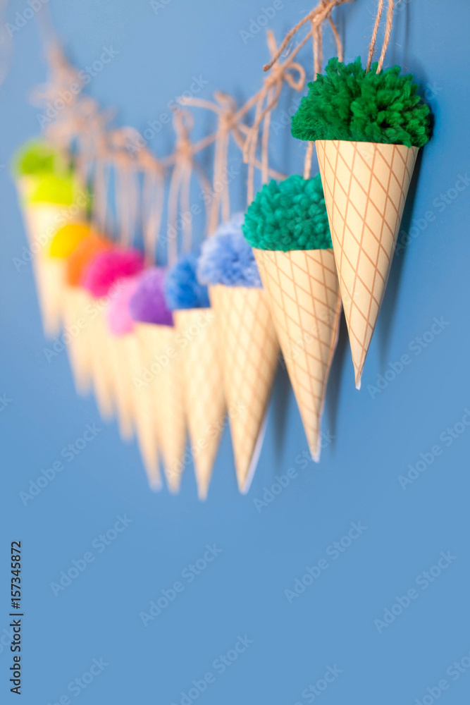 Ice Cream Cone Garland. Paper craft. Stock Photo | Adobe Stock