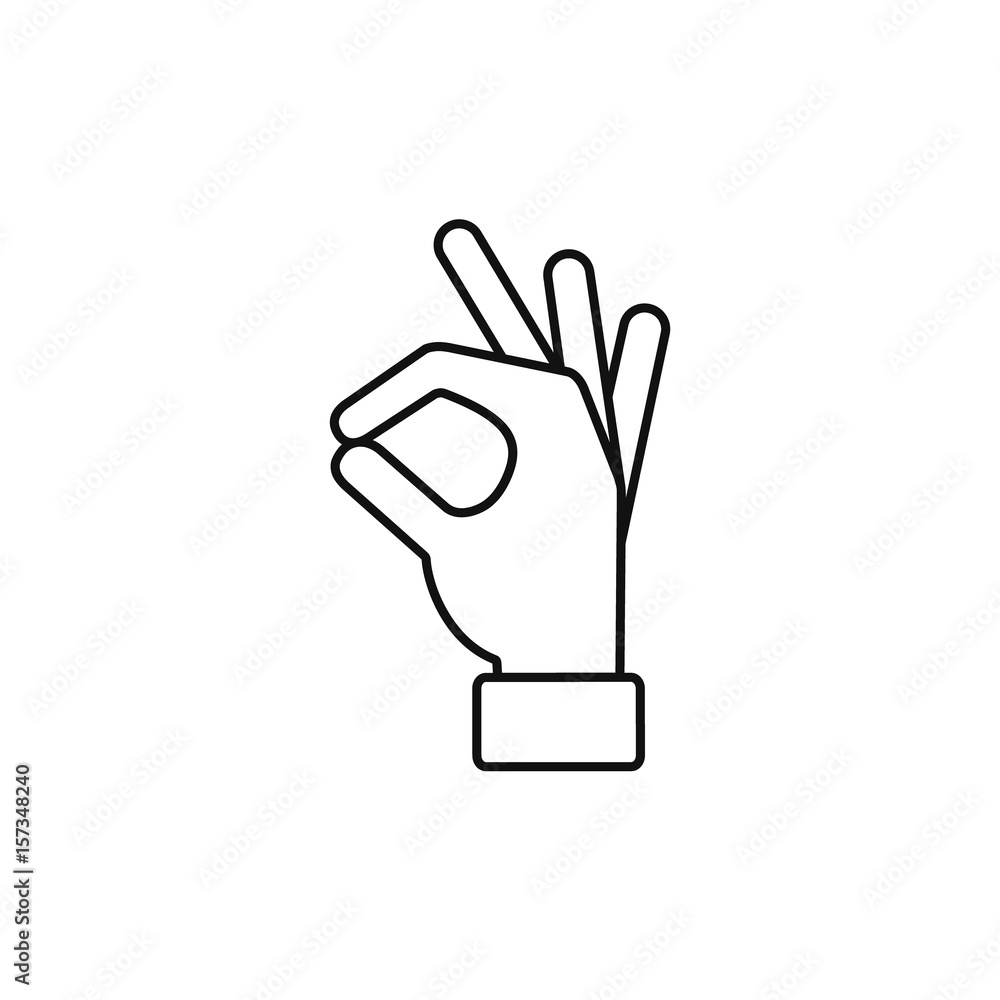 Okay hand outline line icon, Vector ok symbol isolated positive sign ...