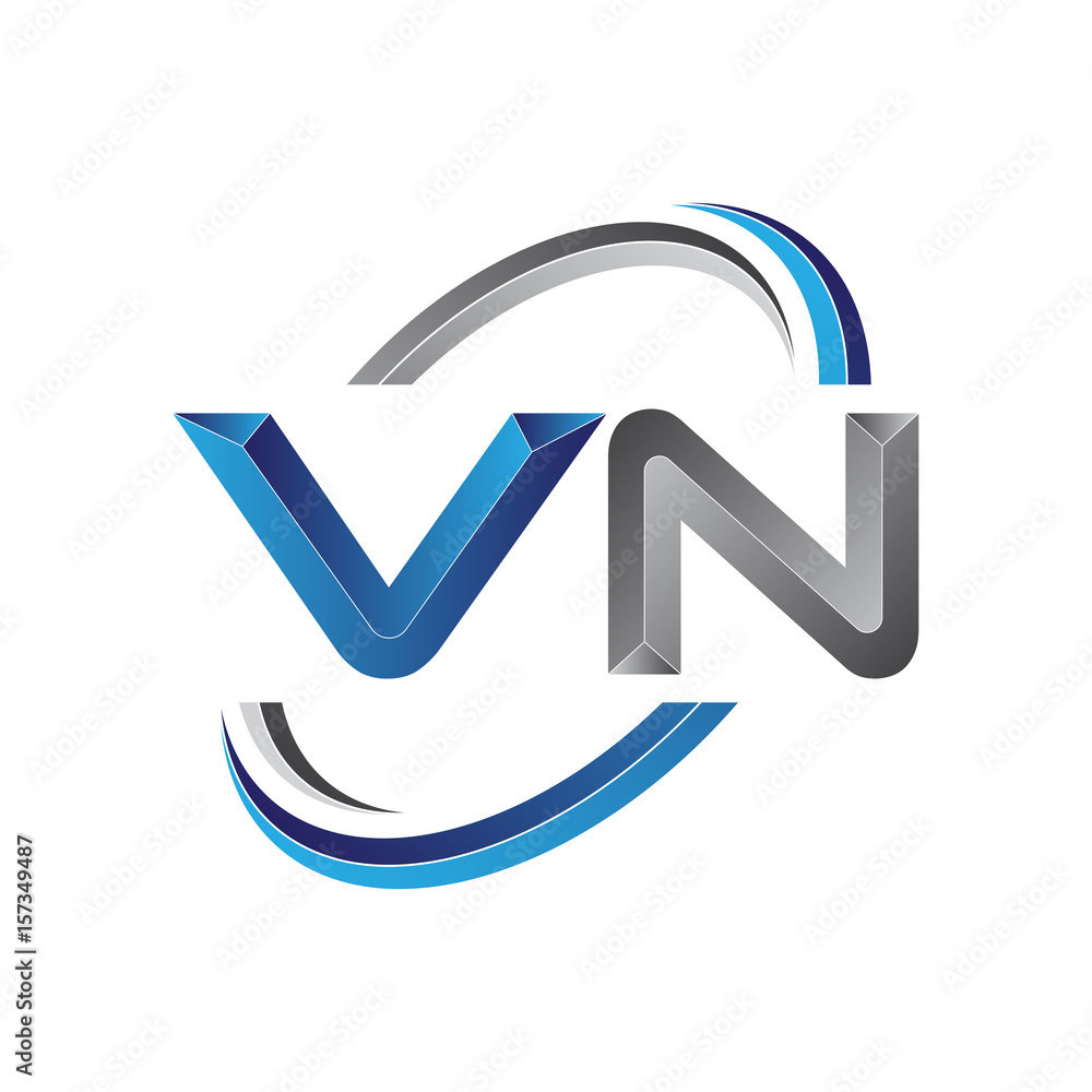 Simple initial letter logo modern swoosh VN Stock Vector | Adobe Stock