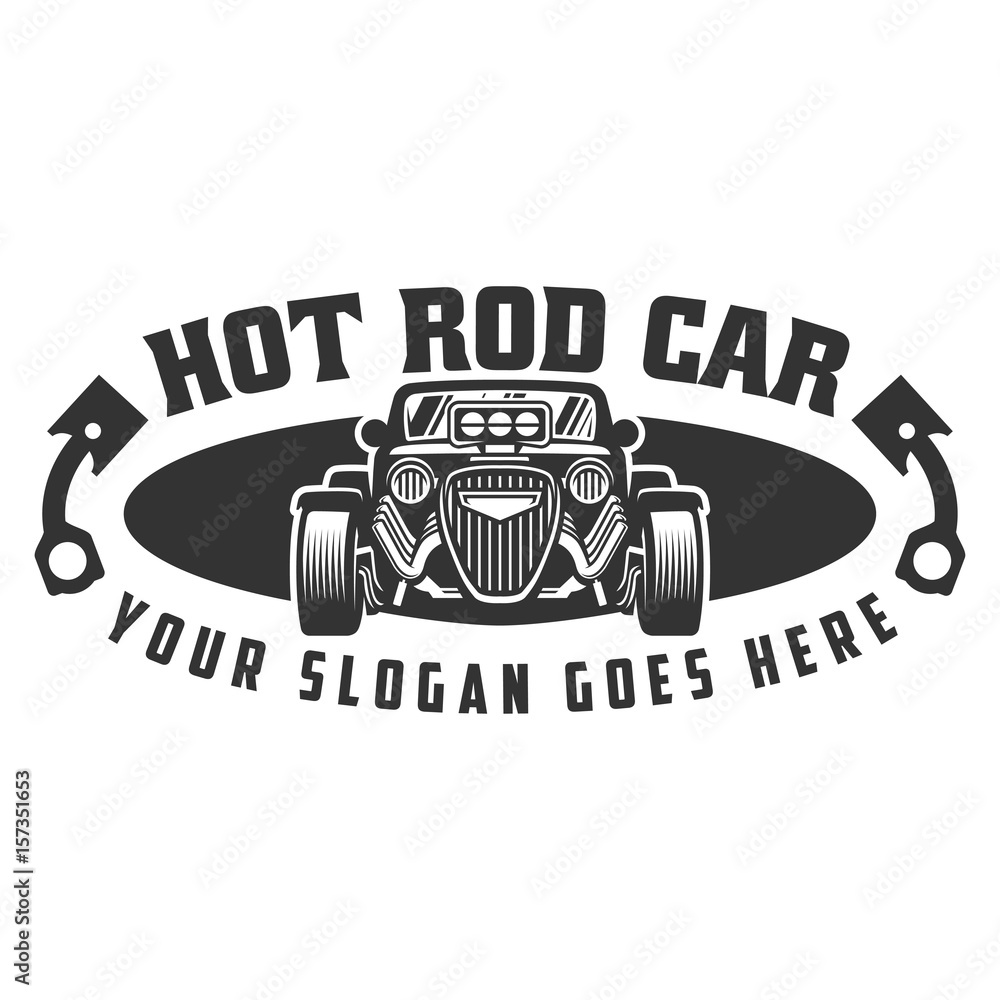 Hot Rod car logo, HotRod vector emblem, Vector Hot Rod car logo design ...