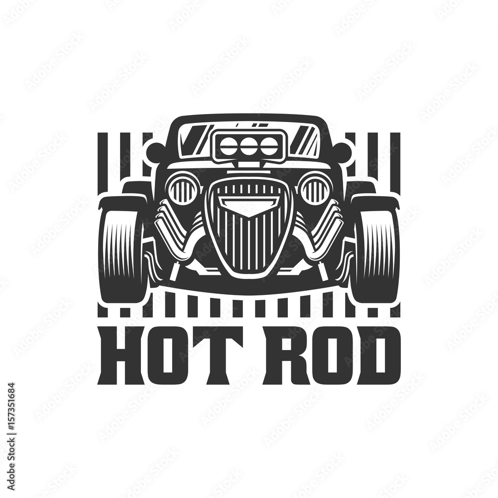 Hot Rod car logo, HotRod vector emblem, Vector Hot Rod car logo design ...