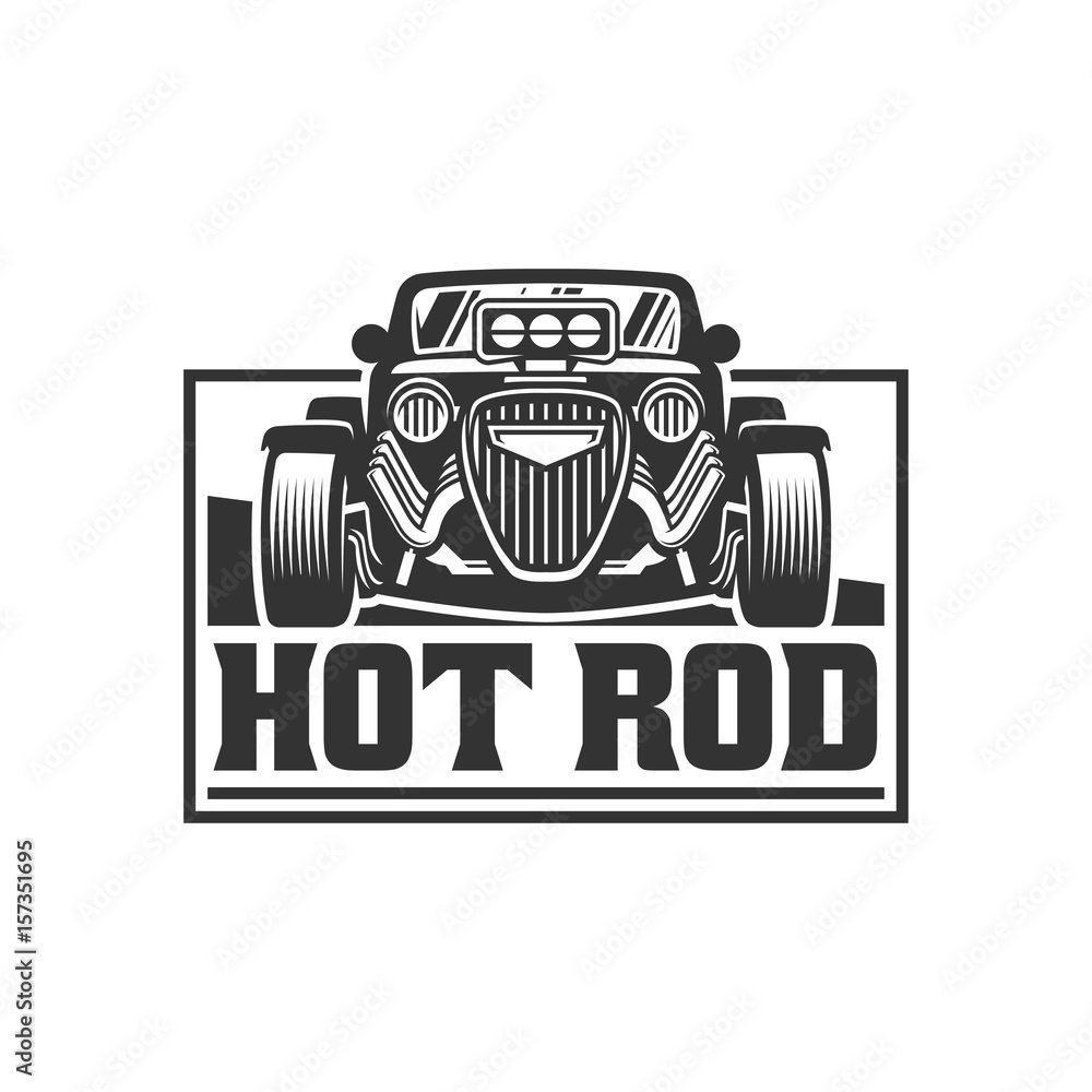 Hot Rod car logo, HotRod vector emblem, Vector Hot Rod car logo design ...