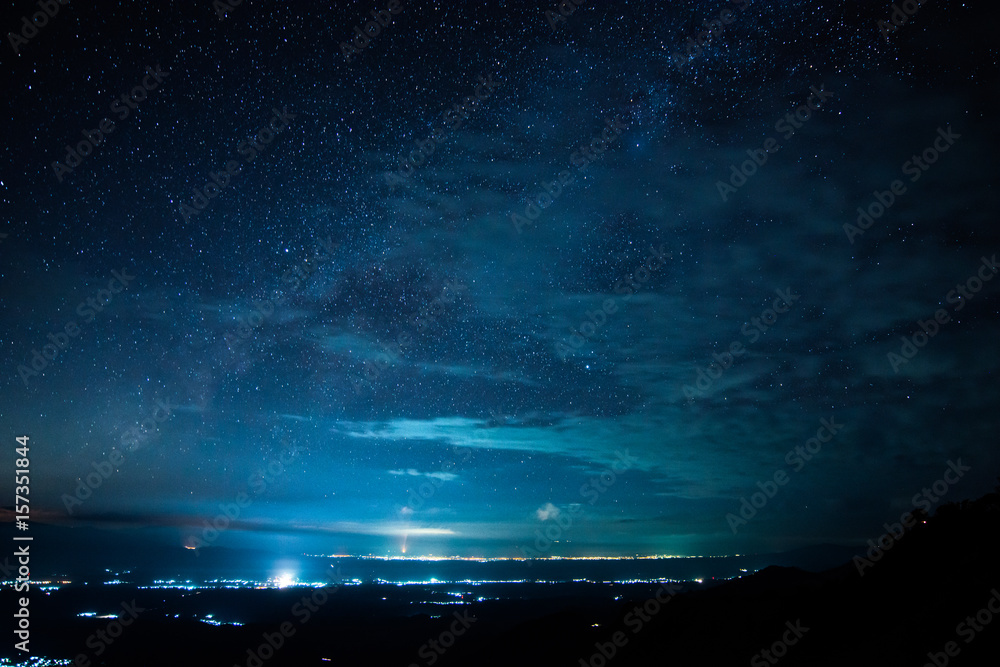 Deep night sky with million stars over city Stock Photo | Adobe Stock