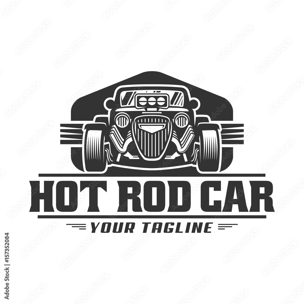 Hot Rod car logo, HotRod vector emblem, Vector Hot Rod car logo design ...