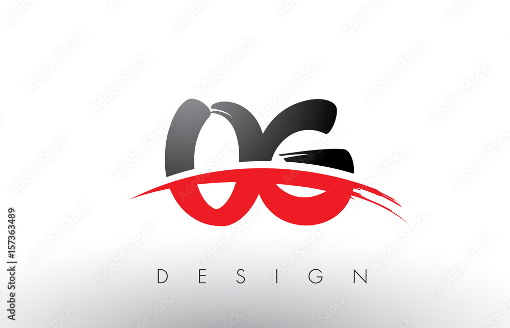 OG O G Brush Logo Letters with Red and Black Swoosh Brush Front Stock ...