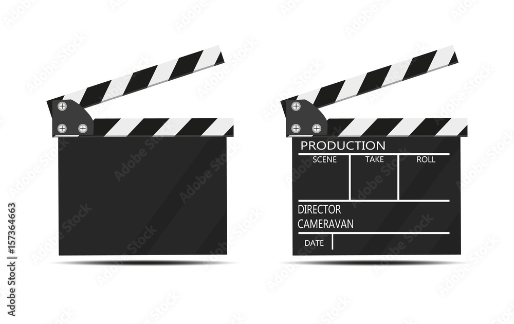 Realistic clapper.cinema.Board on a white background.film.time.vector ...